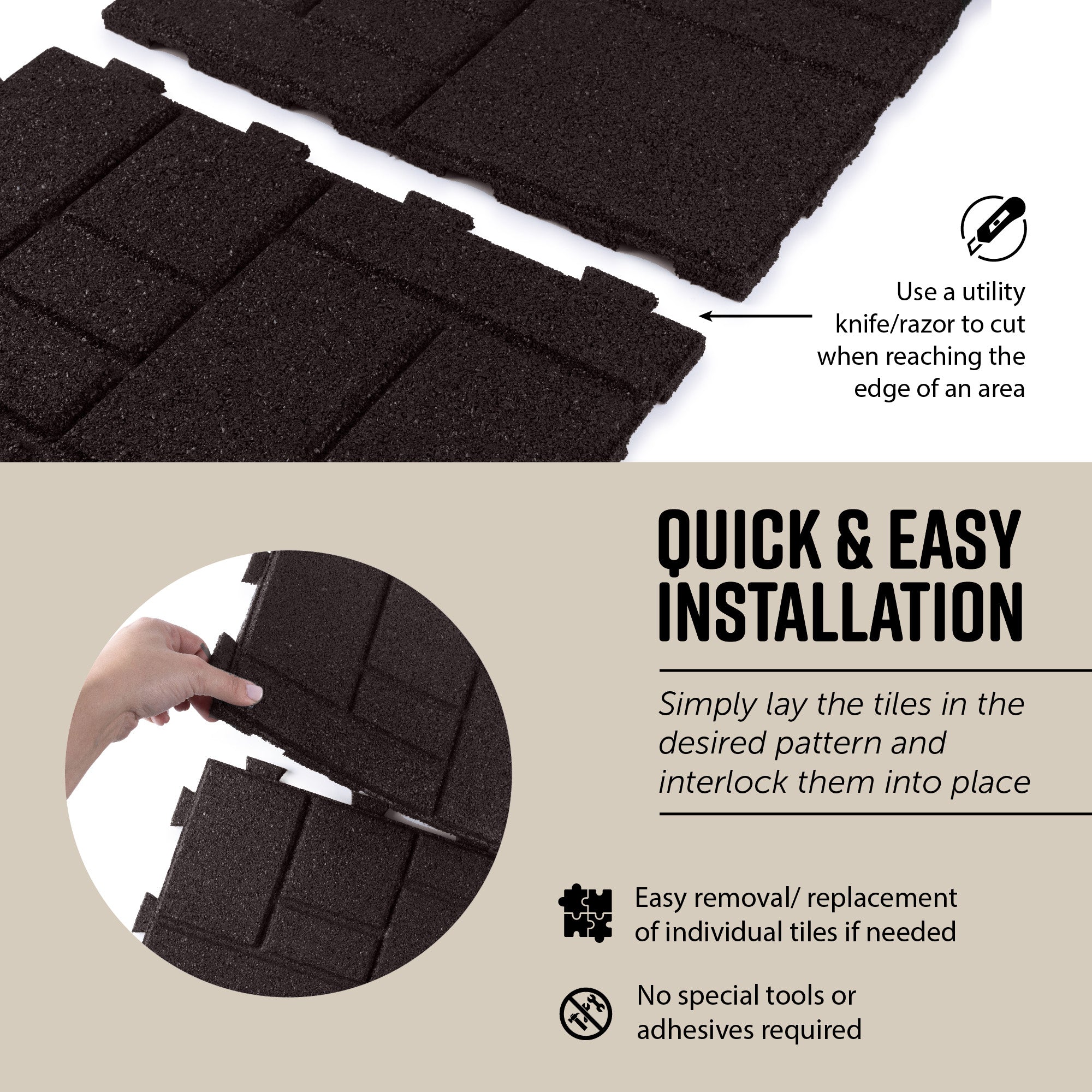 SquareScape Interlocking Rubber Paver Tile - RubberMulch.com