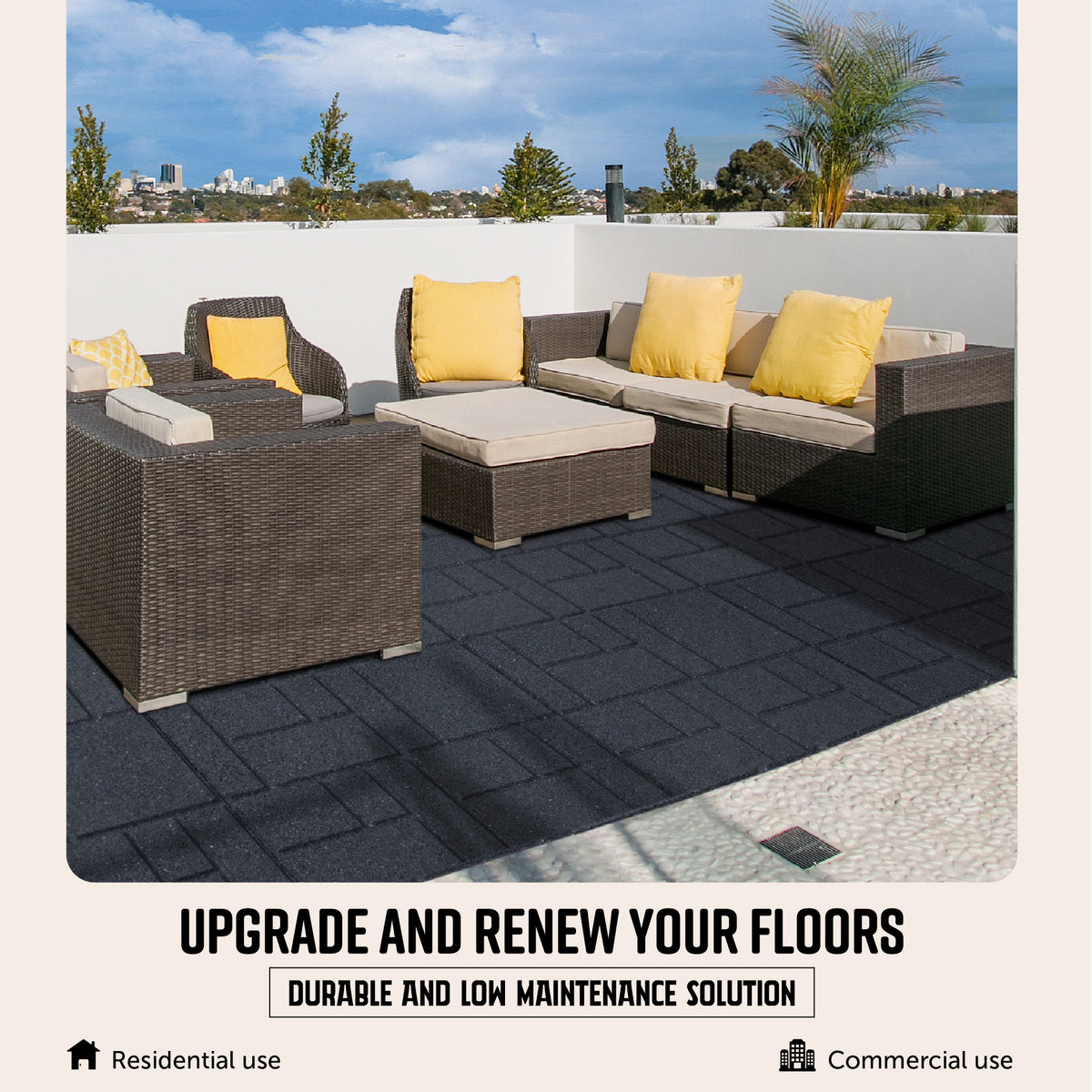 SquareScape Interlocking Rubber Paver Tile - RubberMulch.com